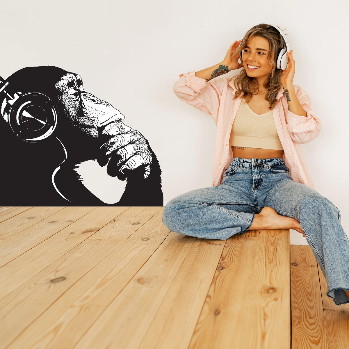 chimp headphones thinking